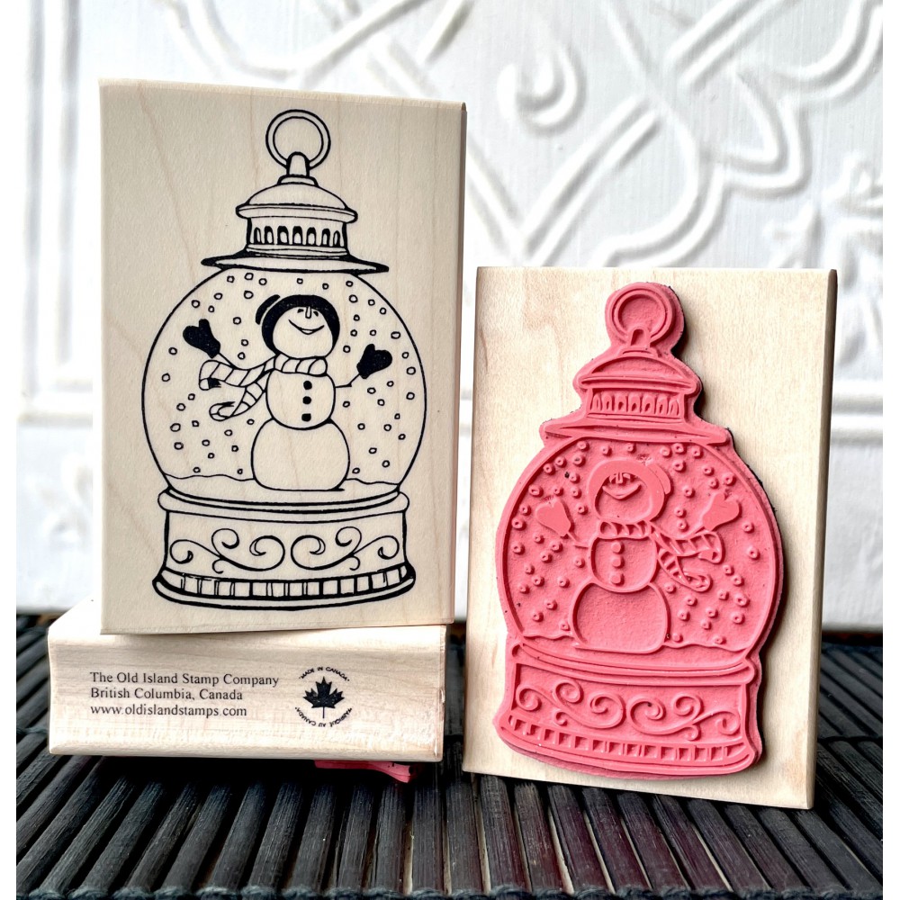 Snowman in a Snow Globe Rubber Stamp from The Old Island Stamp Company