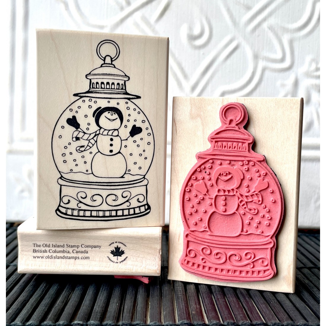 Snowman in a Snow Globe Rubber Stamp from The Old Island Stamp Company