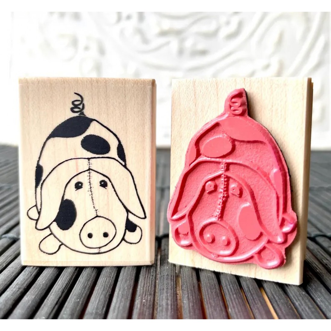 Plush Piggy Stuffed Toy Rubber Stamp from The Old Island Stamp Company