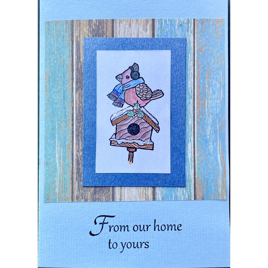 Christmas Cardinal Birdhouse Rubber Stamp from the Old Island Stamp Company