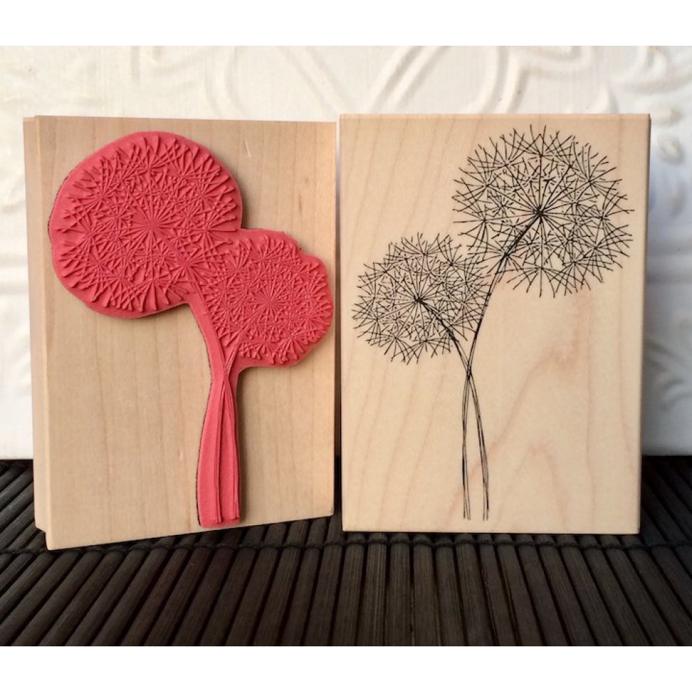 Retro Two Dandelions Rubber Stamp from The Old Island Stamp Company