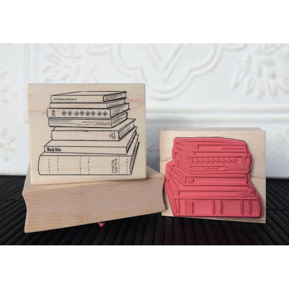 Stack of Books Rubber Stamp from The Old Island Stamp Company