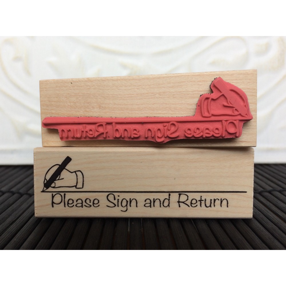 Please Sign and Return Rubber Stamp from the Old Island Stamp Company