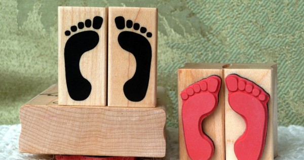 Footprints Rubber Stamp