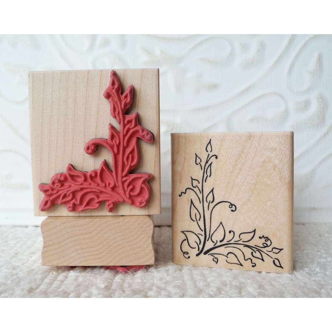 Corner Leaves Rubber Stamp