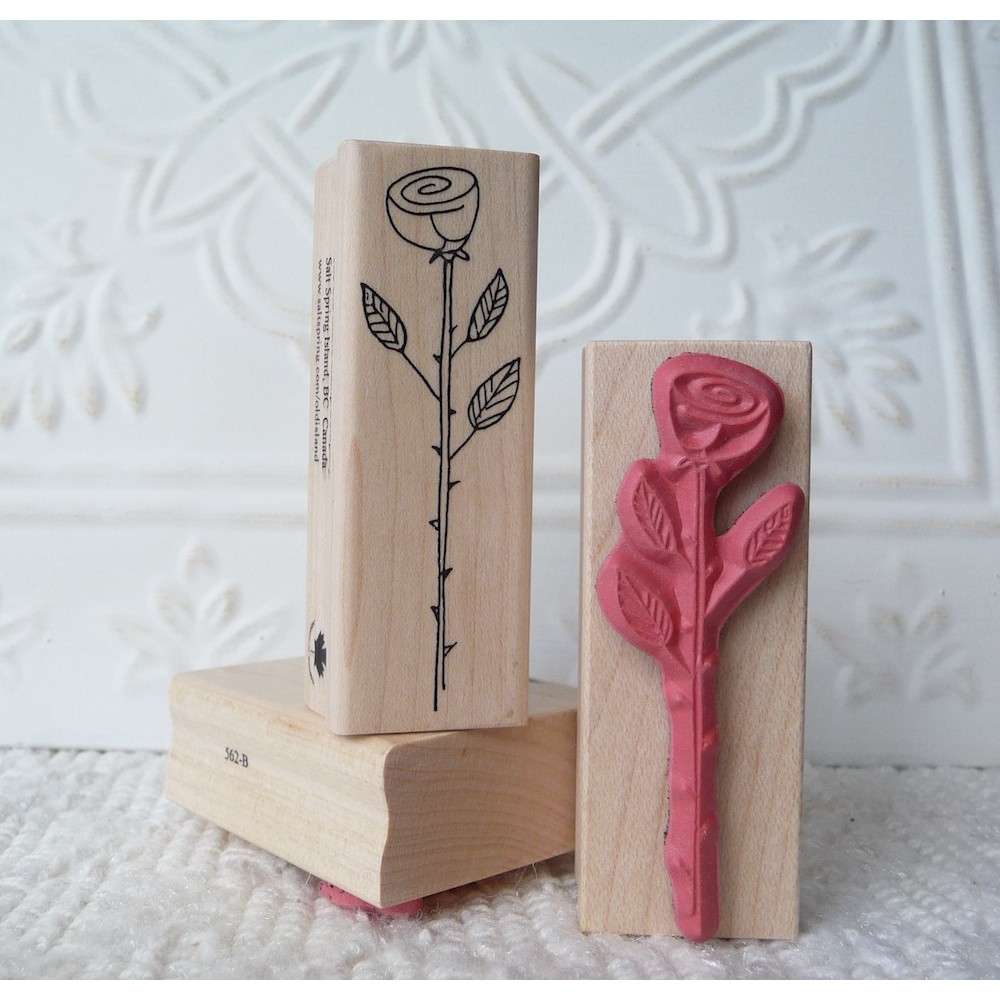 Long Stemmed Rose Rubber Stamp