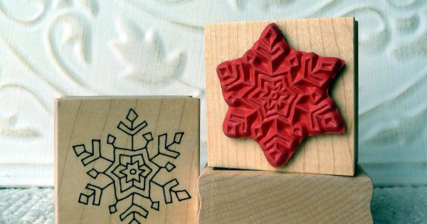 Single Snowflake Rubber Stamp