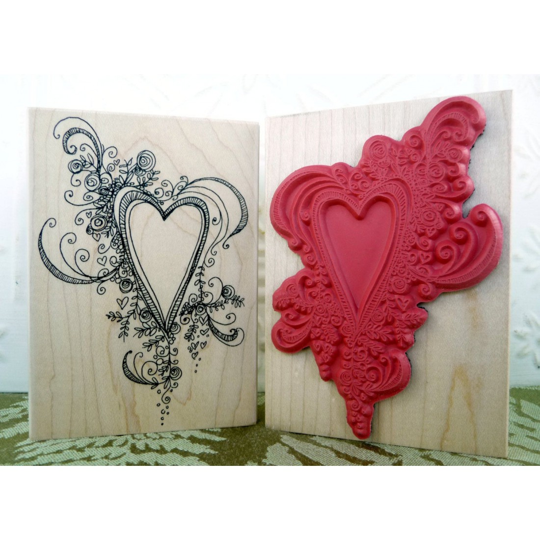 Fancy Heart Rubber Stamp