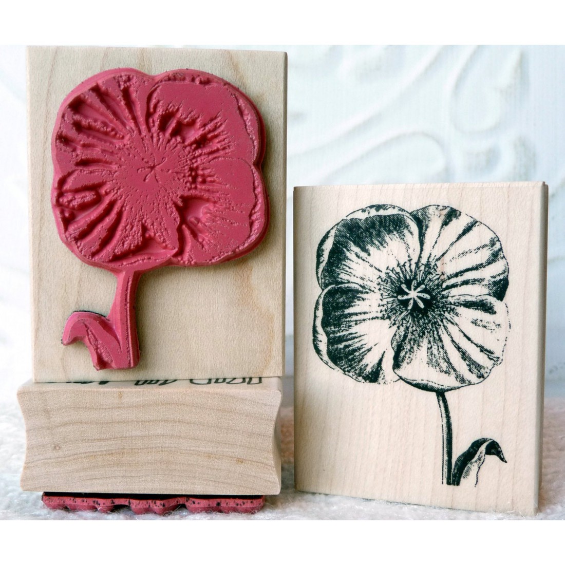 Vintage Poppy Rubber Stamp