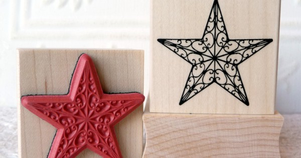 Curly Star Rubber Stamp