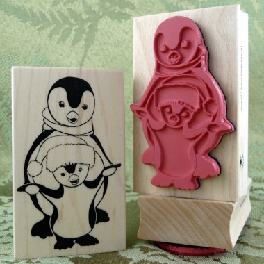 Holiday Penguin Rubber Stamp