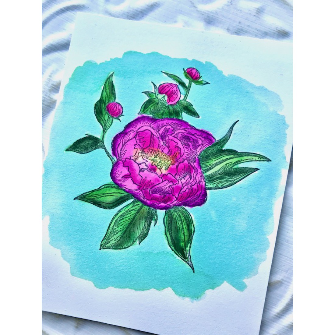 Peony Rubber Stamp From The Old Island Stamp Company