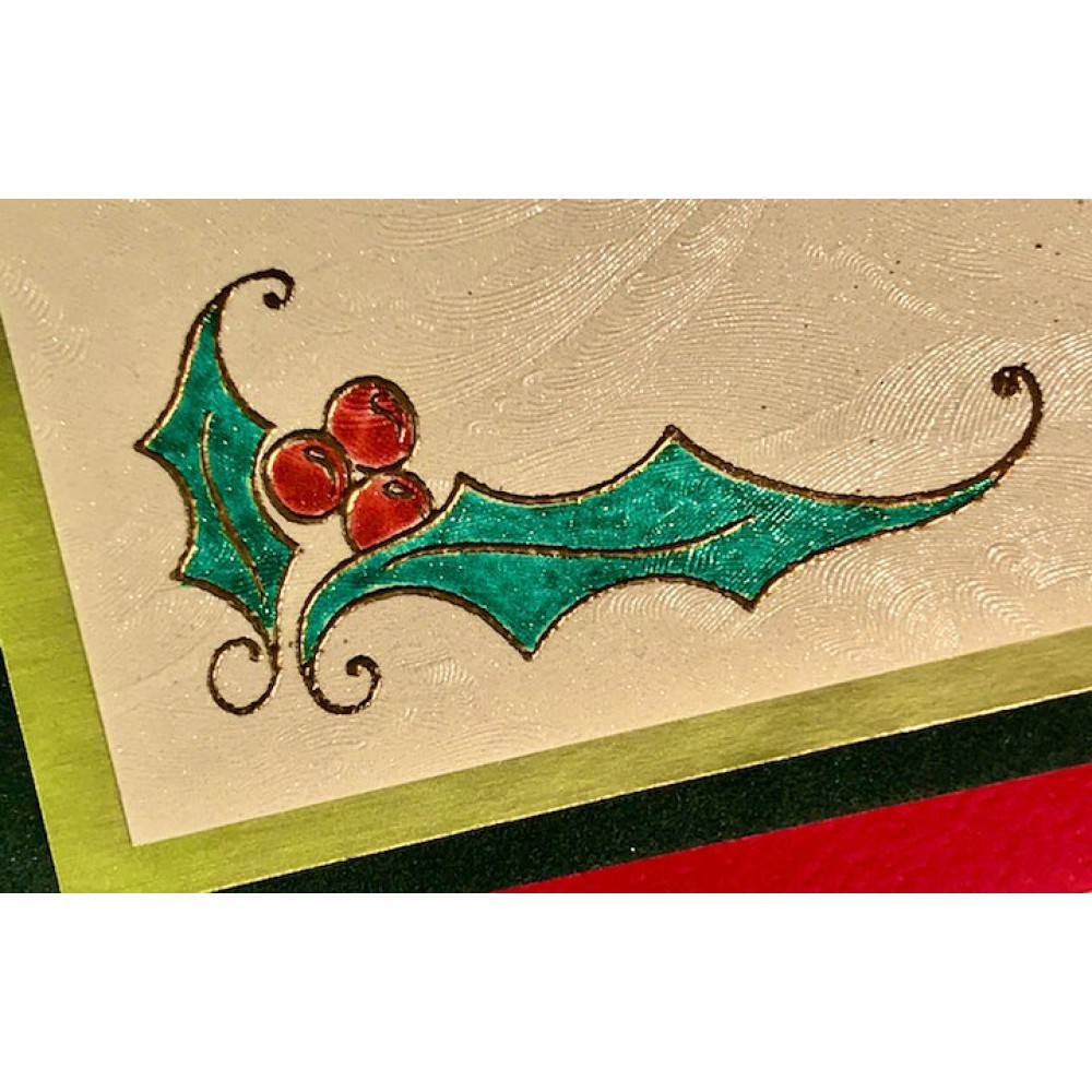 Holly Corner Rubber Stamp